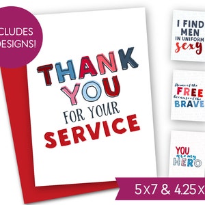 Veterans Day Printable Card Bundle - Thank You for Your Service Note ...