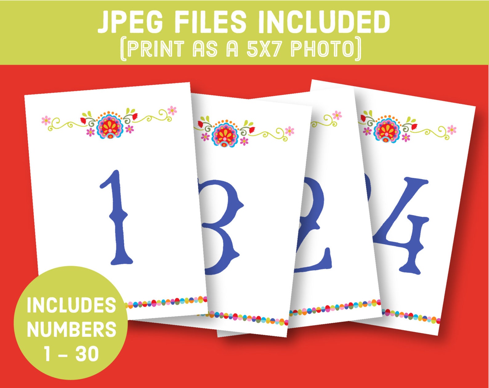 Printable Mexican Fiesta Wedding Table Numbers Cinco De Mayo Mexico ...