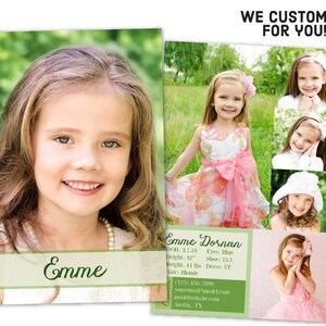 Custom Model Comp Card - Customizable Children's Sed Card - Custom Kids ...