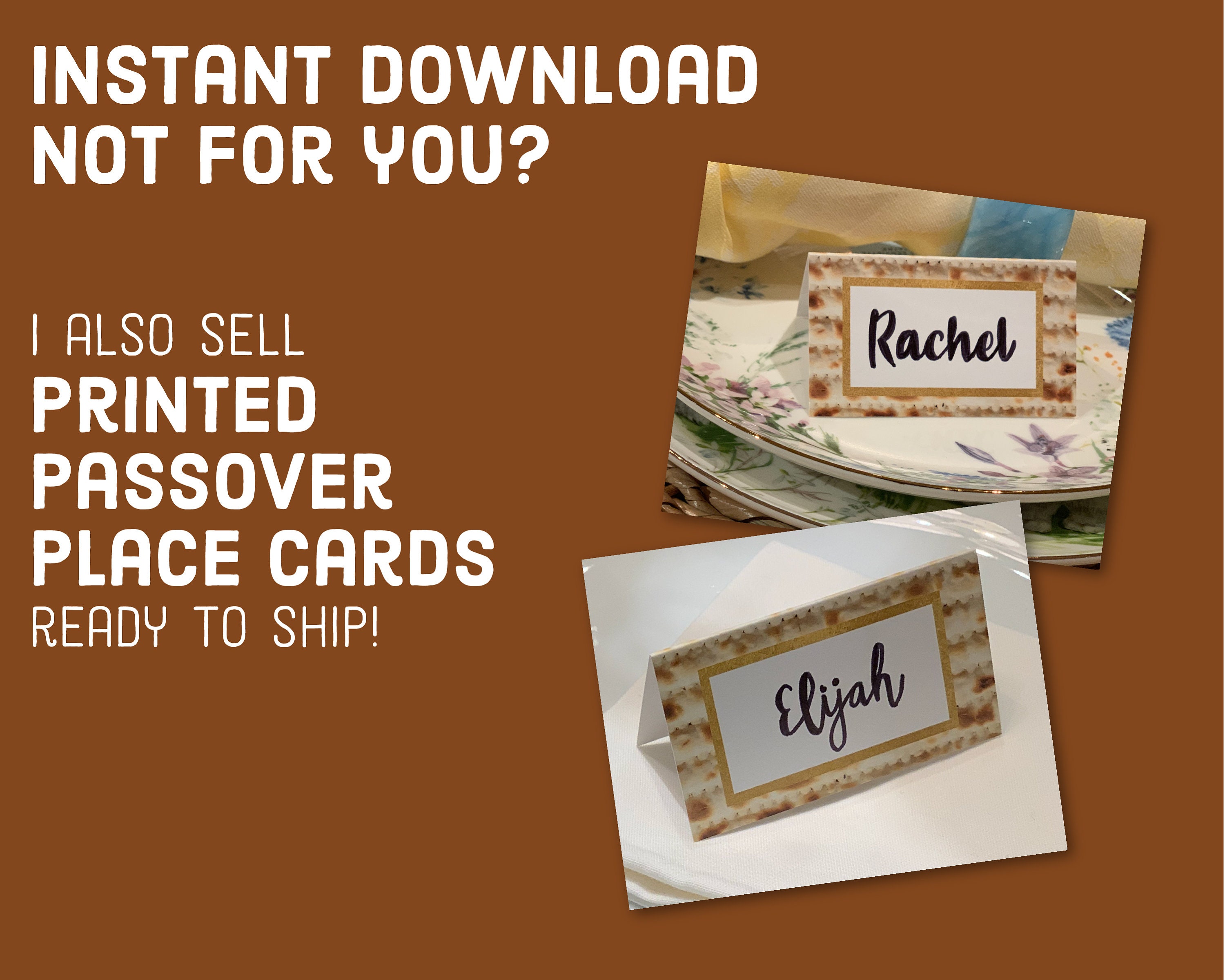 PRINTABLE Digital Passover Pesach Place Mats DIY Matzo Name Cards ...