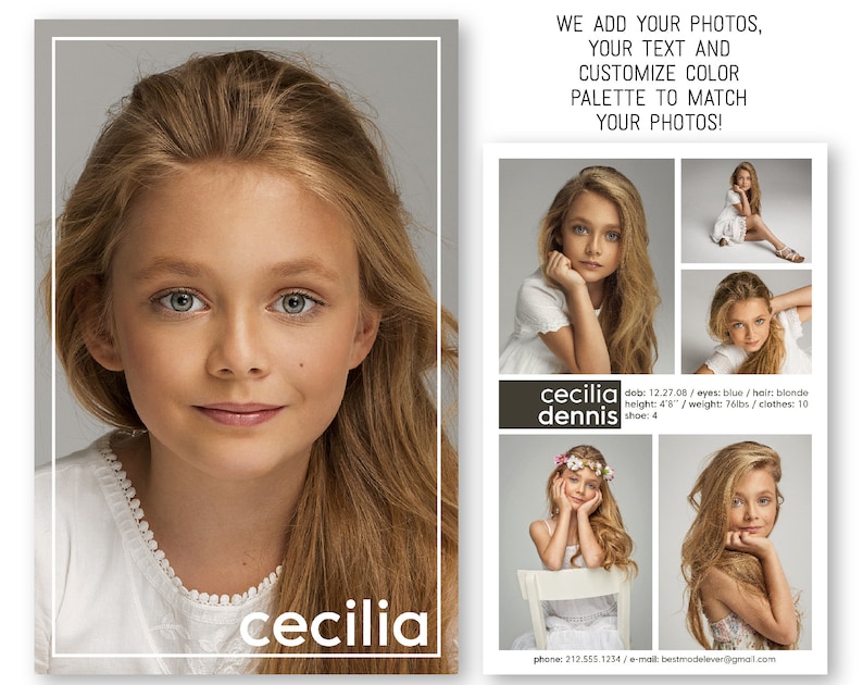 Custom Model Comp Card - Customizable Childrens Sed Card - Customized ...