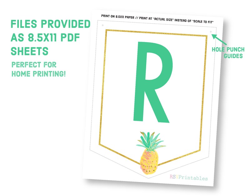 Instant Download Hawaiian Pineapple Luau Party Banner - DIY Hawaii ...