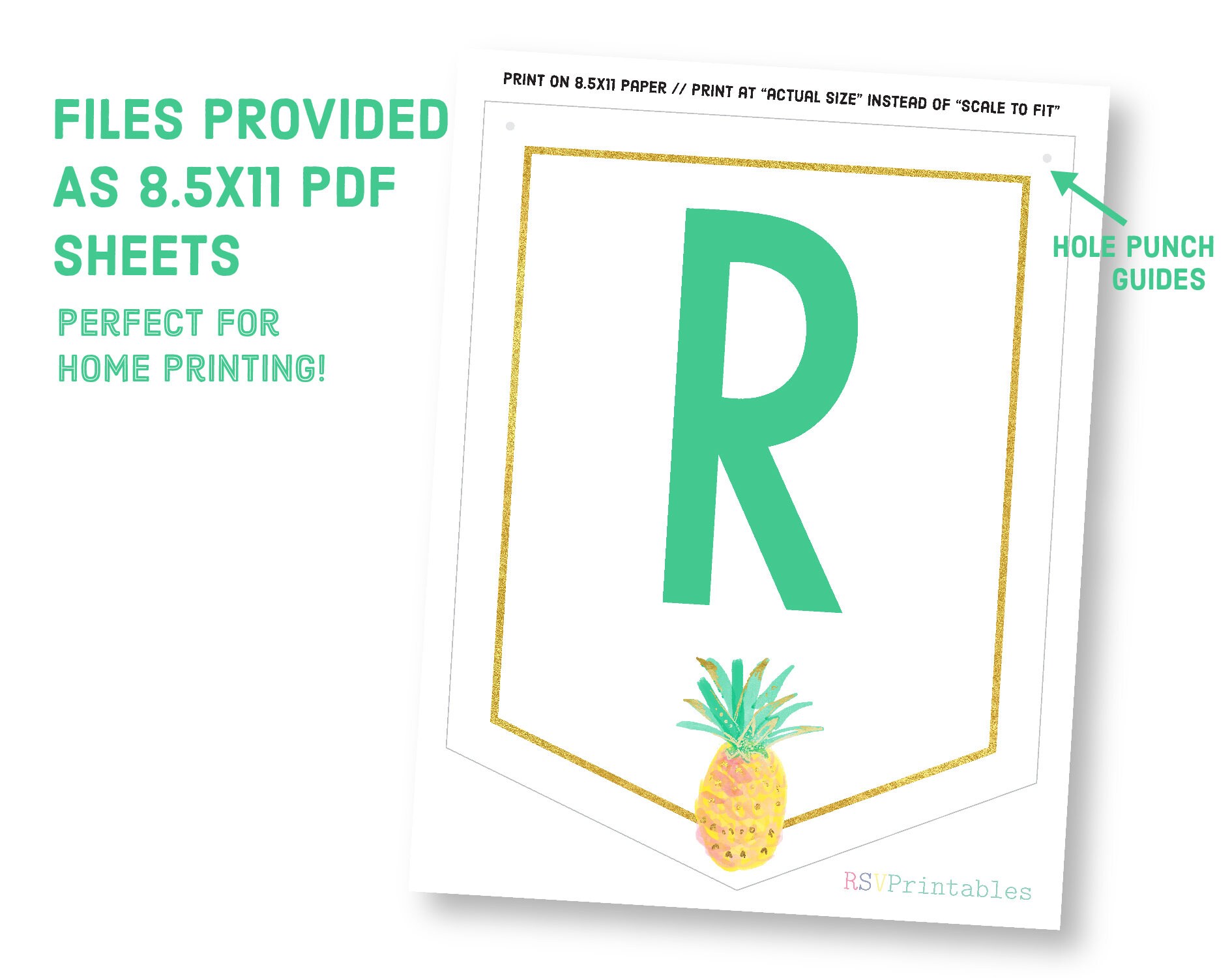 Instant Download Hawaiian Pineapple Luau Party Banner DIY Hawaii ...