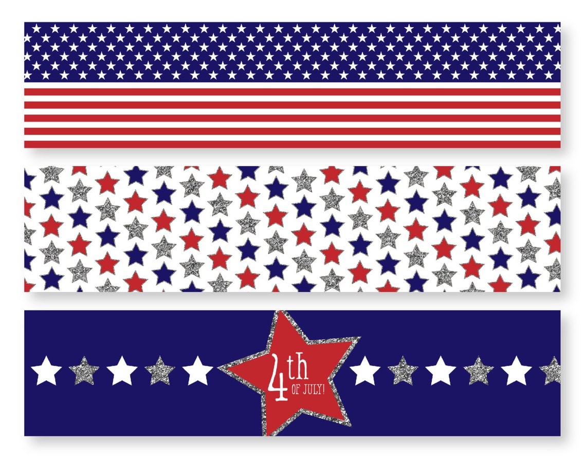 Fourth of July Water Bottle Labels Patriotic July 4th Party Supplies ...