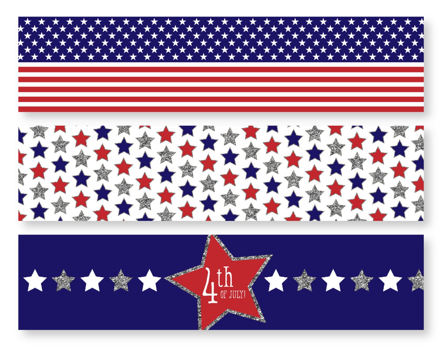 Fourth of July Water Bottle Labels - Patriotic July 4th Party Supplies ...