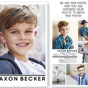 Custom Model Comp Card - Customizable Childrens Sed Card - Customized ...