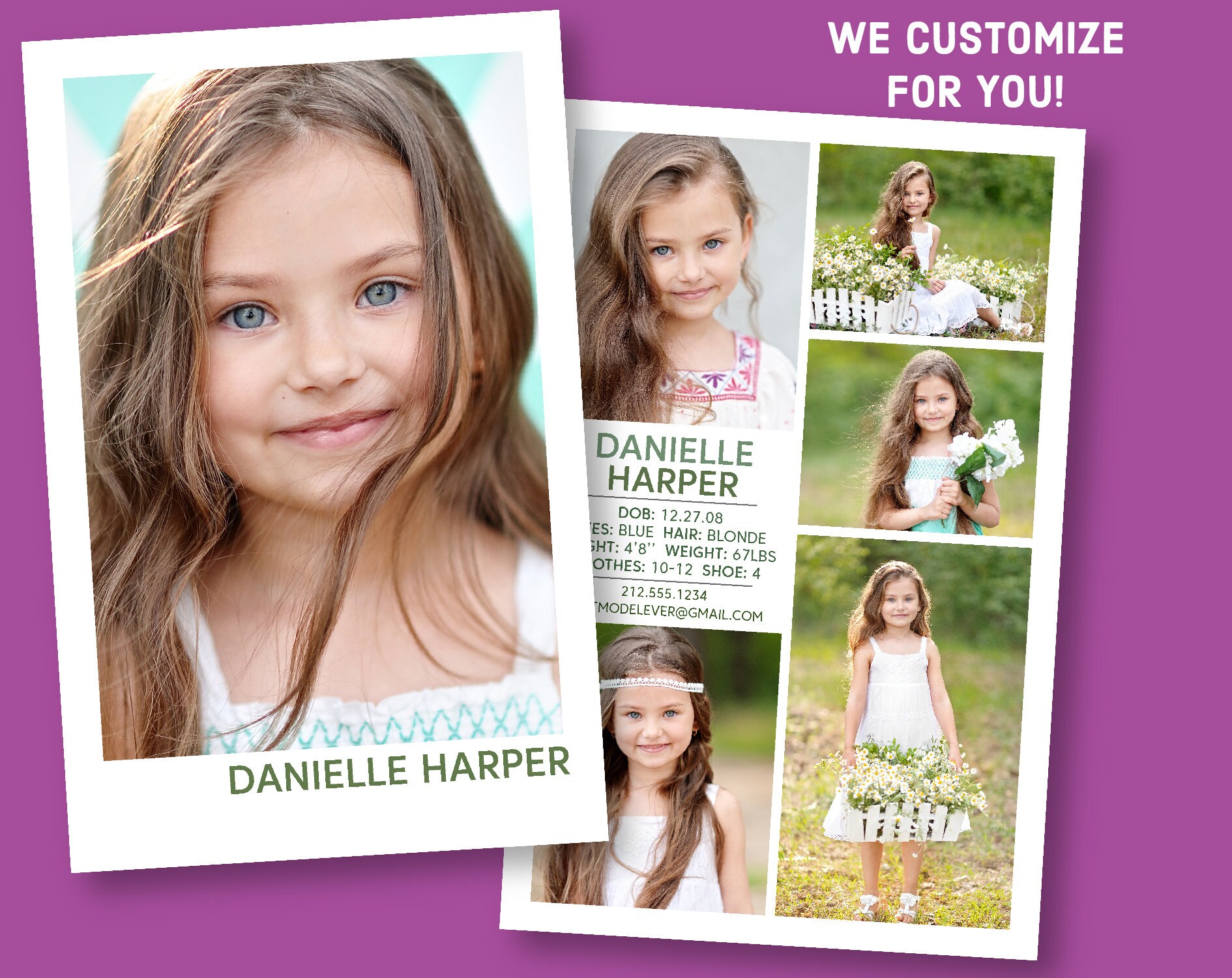 Custom Model Comp Card - Customizable Childrens Sed Card - Customized ...
