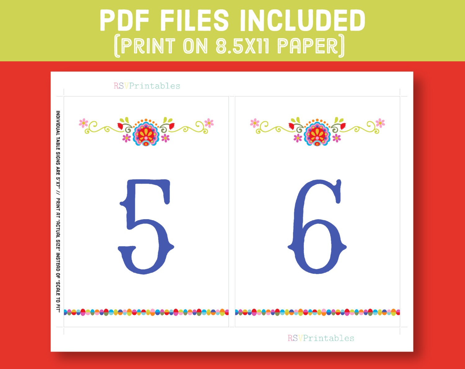 Printable Mexican Fiesta Wedding Table Numbers Cinco De Mayo Mexico ...