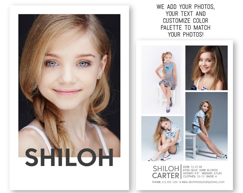 Custom Model Comp Card - Customizable Childrens Sed Card - Customized ...