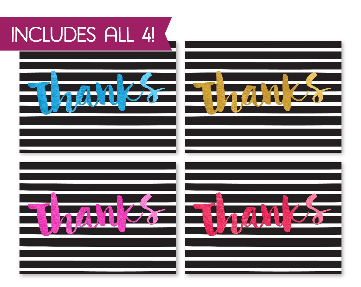 Printable Thank You Card Bundle Instant Download Gratitude - Etsy