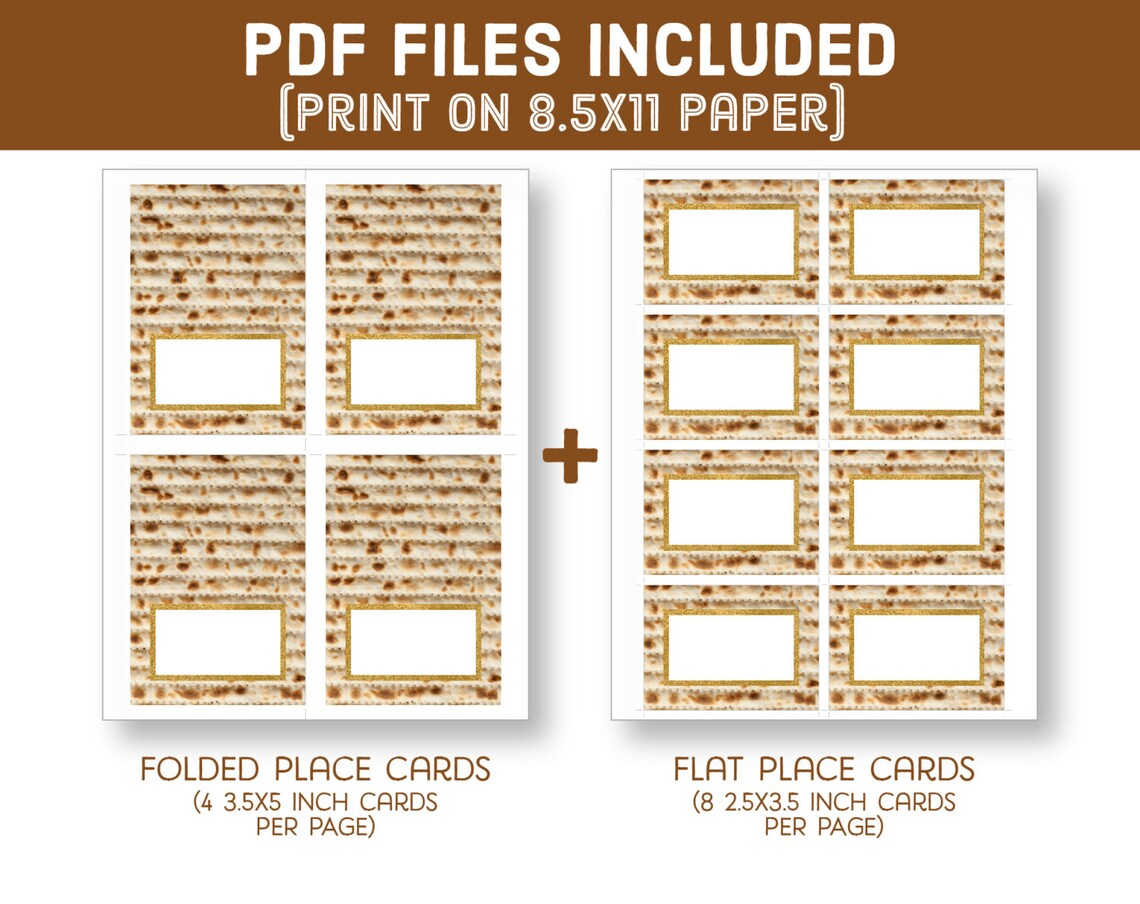 EDITABLE Printable Passover Pesach Place Cards DIY Matzo - Etsy