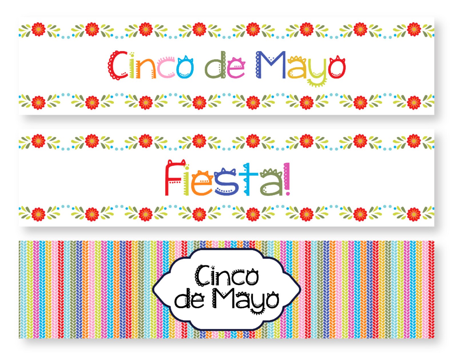 Cinco De Mayo Water Bottle Labels - Happy Cinco De Mayo Party Supplies ...
