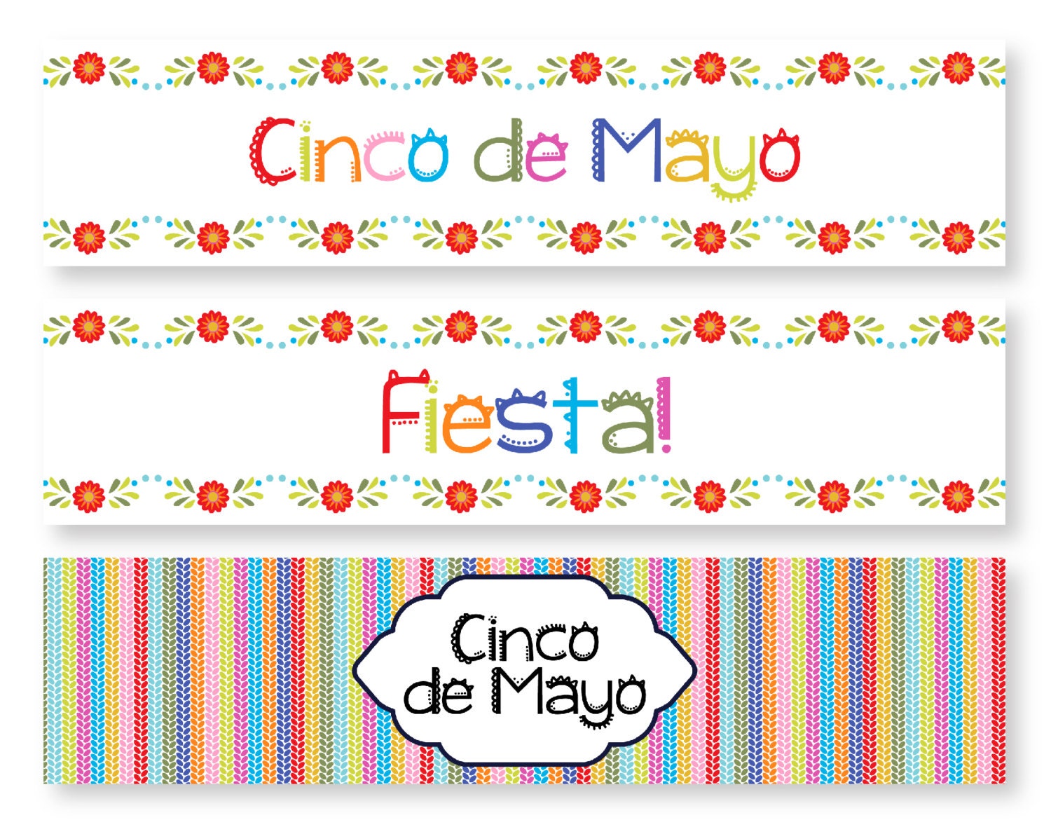 Cinco De Mayo Water Bottle Labels - Happy Cinco De Mayo Party Supplies ...