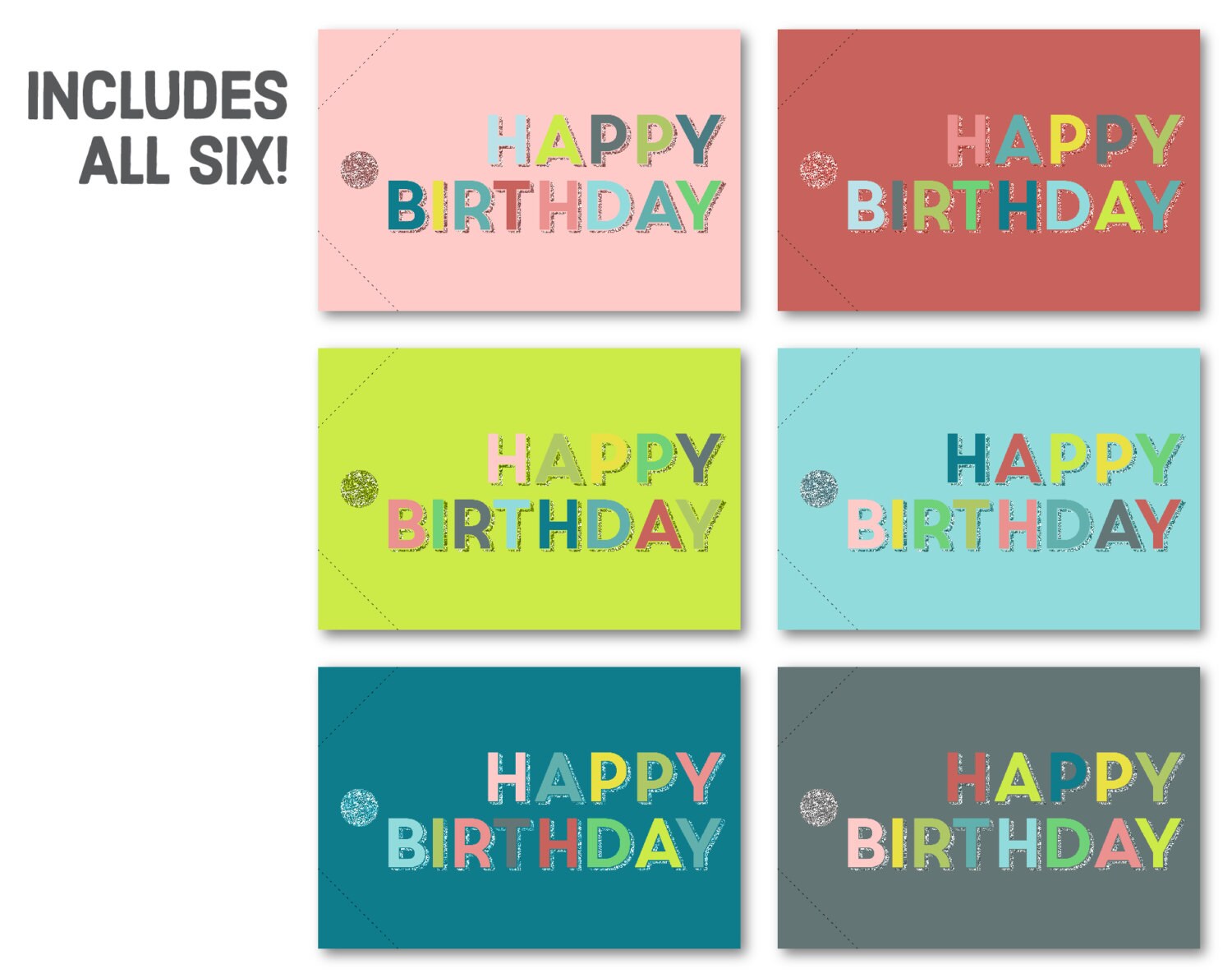 Happy Birthday Card Printable Gift Tag Bundle - Children's B-day ...