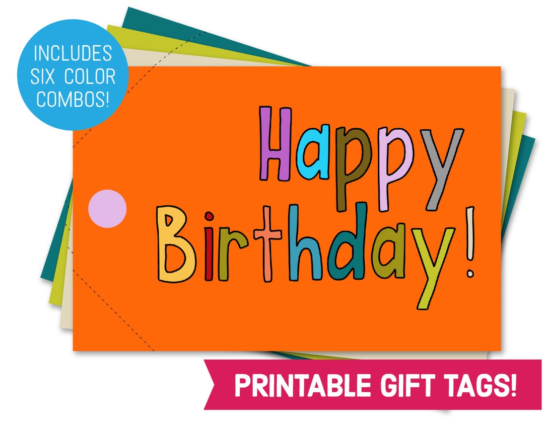 Happy Birthday Card Printable Gift Tag Bundle - Children's B-day ...