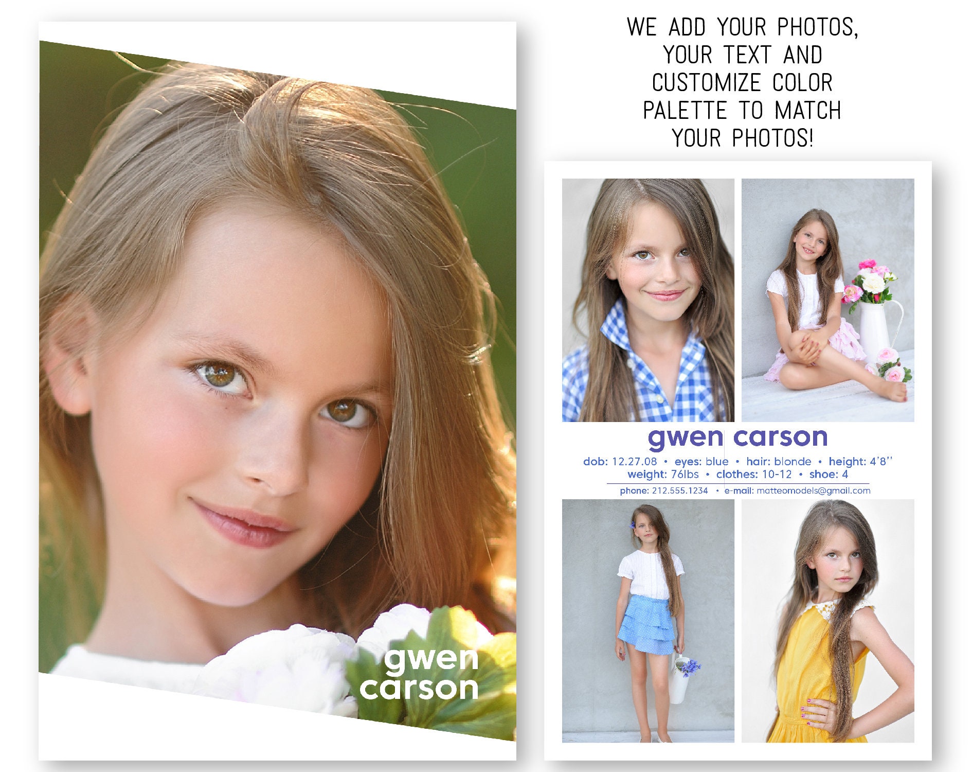 Custom Model Comp Card Customizable Childrens Sed Card Customized Kids ...