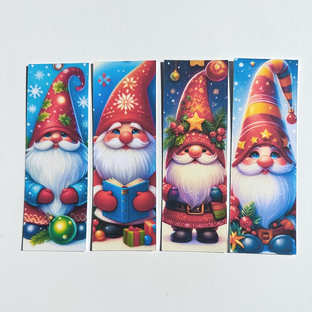 Christmas Gnome Bookmark, 2x6 Inch, Matte or Laminated, Cute Holiday ...
