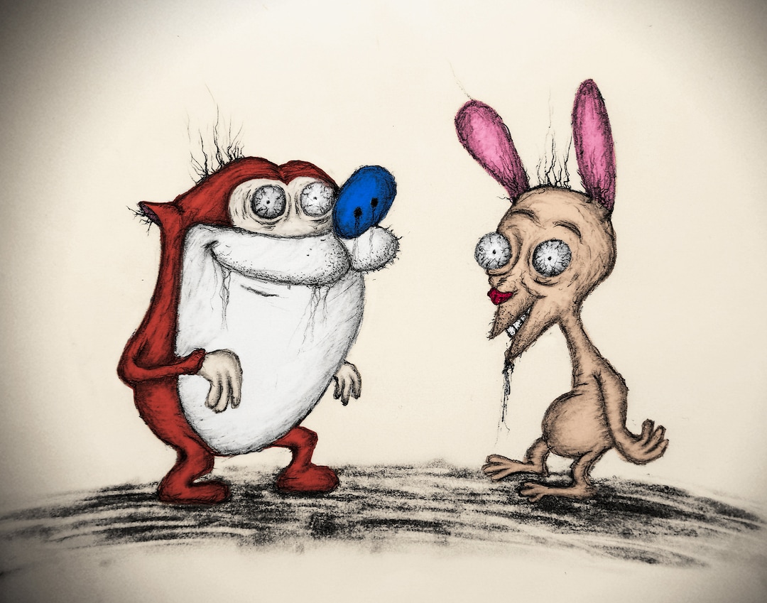 Ren & Stimpy-11x14 Photo Print-painting-creepy-horror - Etsy