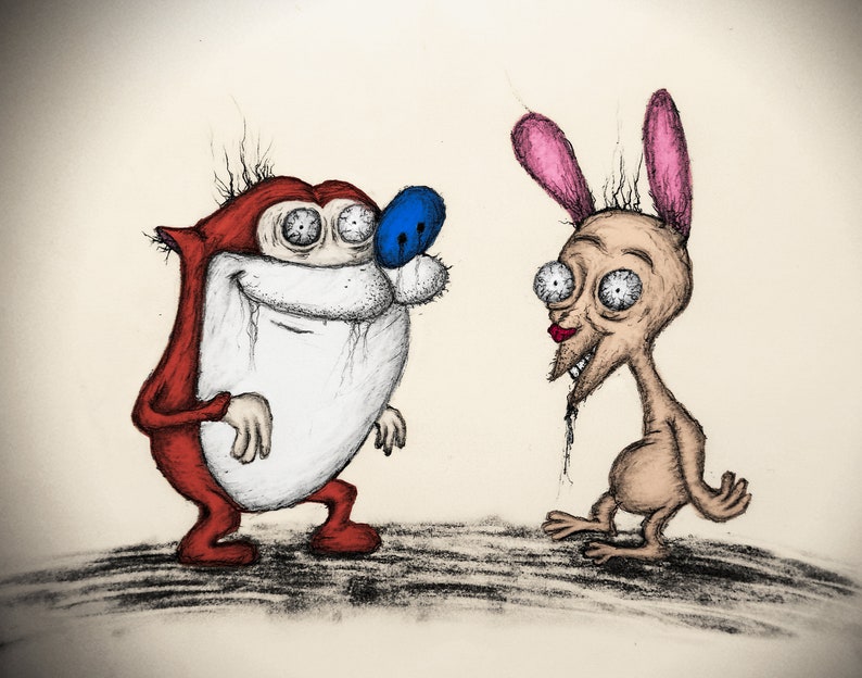Ren & Stimpy-11x14 Photo Print-painting-creepy-horror - Etsy