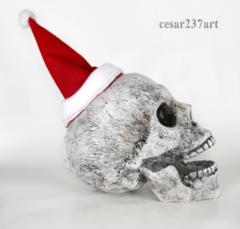 Creepy Skull Christmas Tree Topper W/ Handmade Santa - Etsy