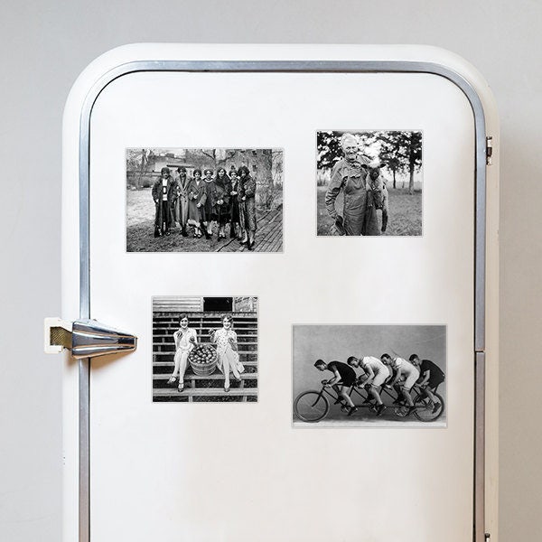 Set of 4 Fridge Magnets Four Vintage Black and White - Etsy