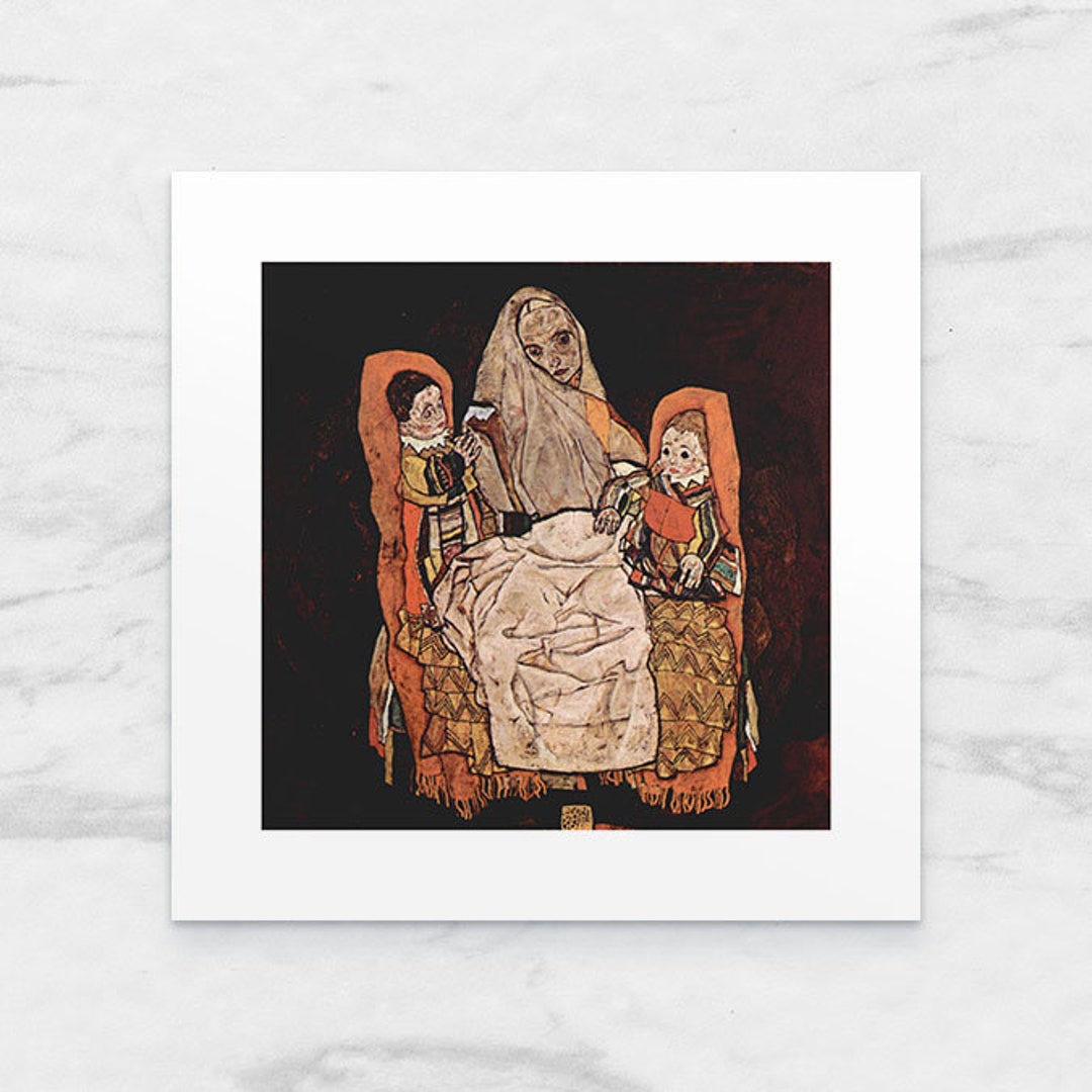 Photo Art Print With Passe-partout Parent With Two Children the Mother ...