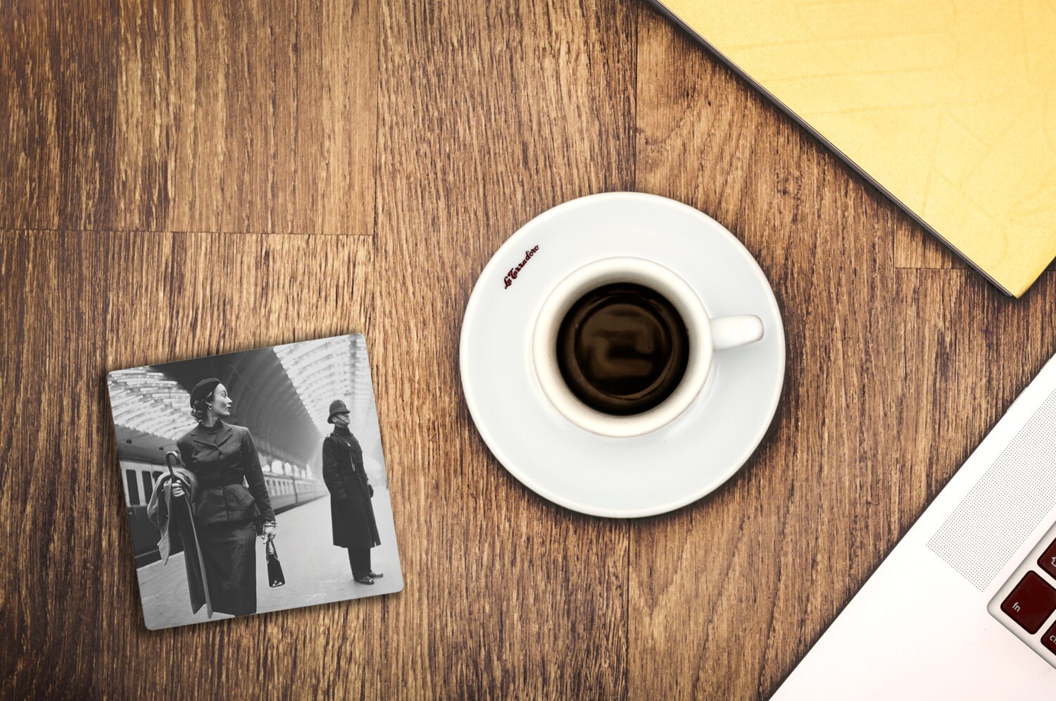 Vintage cork coaster for every coffee lover black and white | Etsy