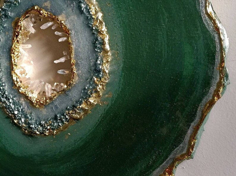 Emerald Green Geode Jade Geodegeode Art Gold Geode Art - Etsy