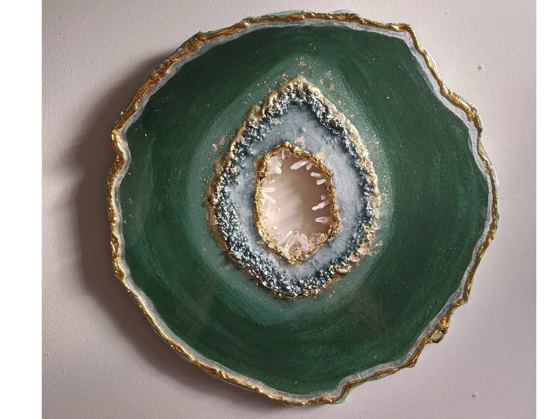 Emerald Green Geode Jade Geodegeode Art Gold Geode Art - Etsy