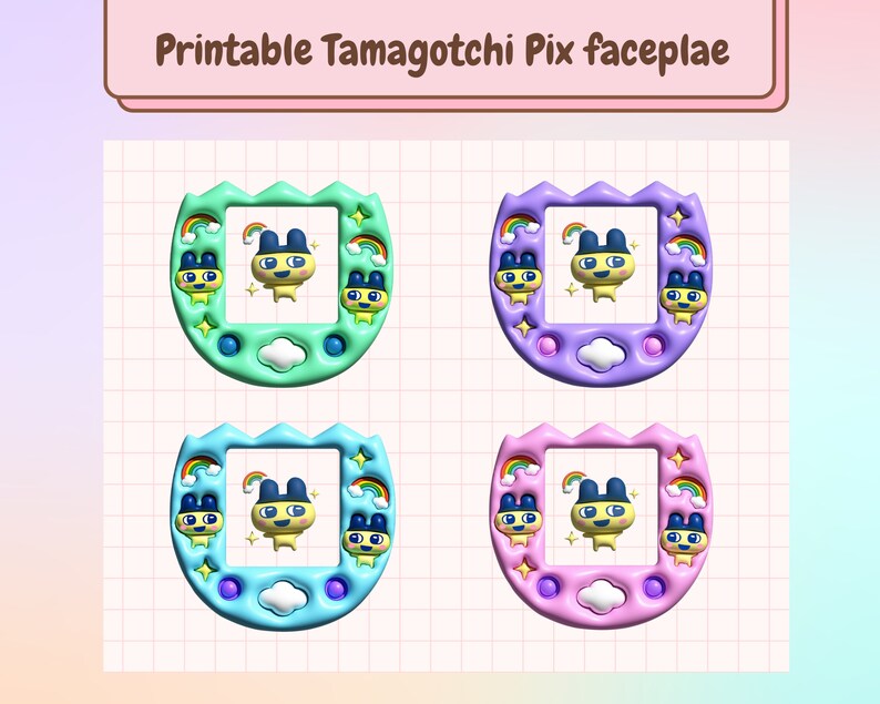 Purple : Printable Mametchi Tamagotchi Pix Faceplate With Cute - Etsy