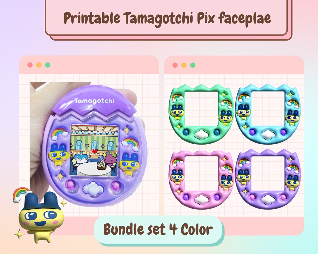 Bundle 4 Color of Printable Mametchi Tamagotchi Pix Faceplate With Cute ...