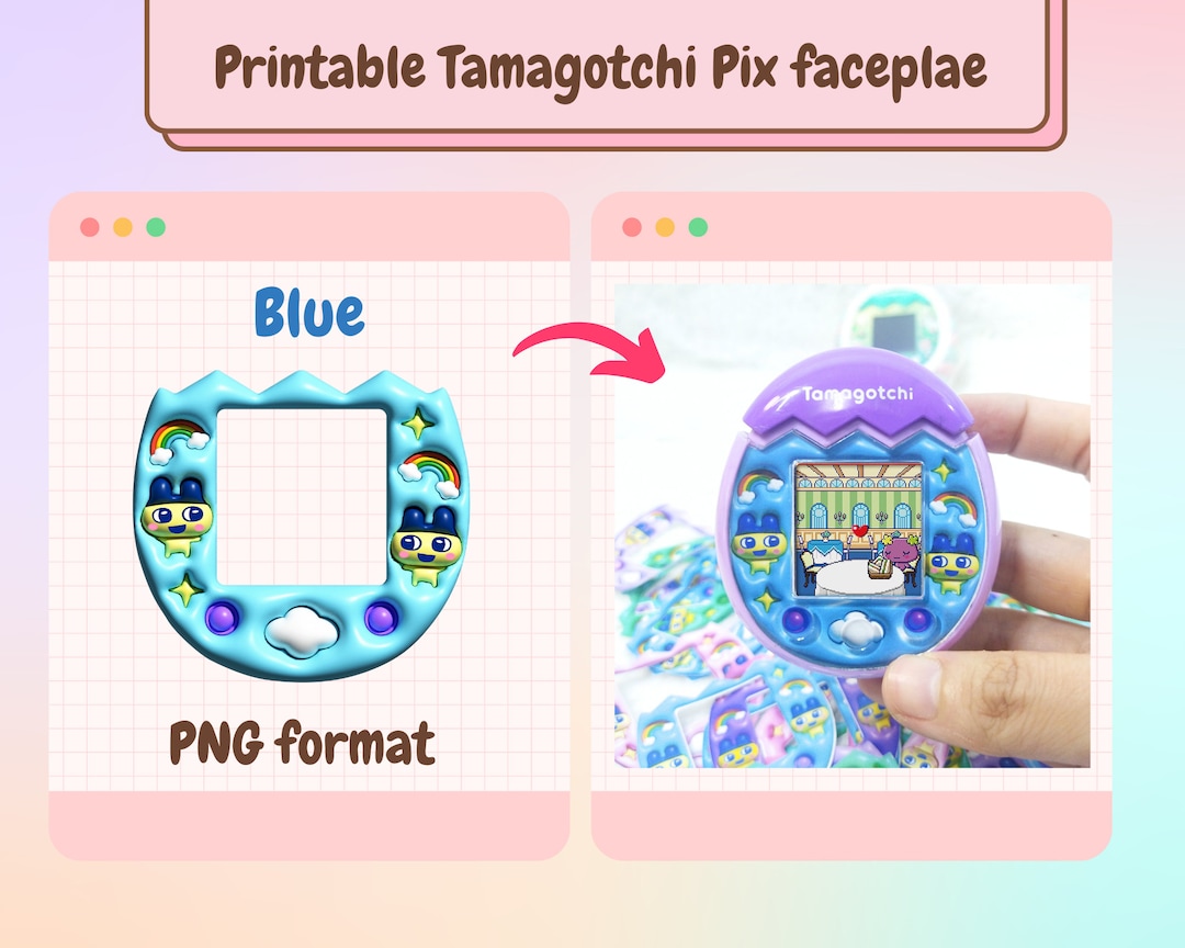 Blue : Printable Mametchi Tamagotchi Pix Faceplate With Cute 3D Look by ...