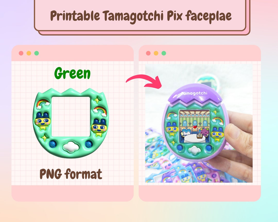 Green : Printable Mametchi Tamagotchi Pix Faceplate With Cute 3D Look ...