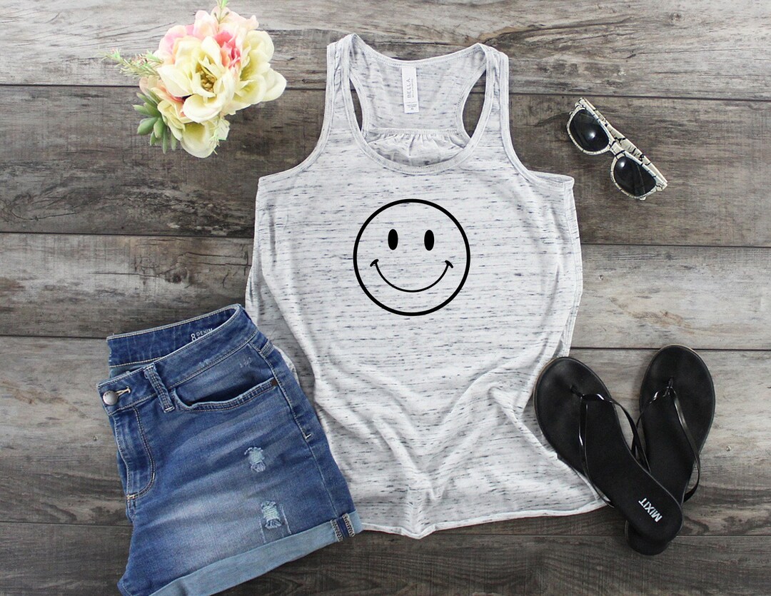 Smiley Face Tank Top, Smiley Face Shirt, Smiley Face T-shirt, Smiling ...