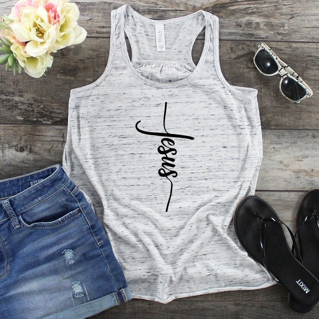 Jesus Tank, Jesus, Christian Shirt, Jesus Shirt, Vertical Cross, Cross ...