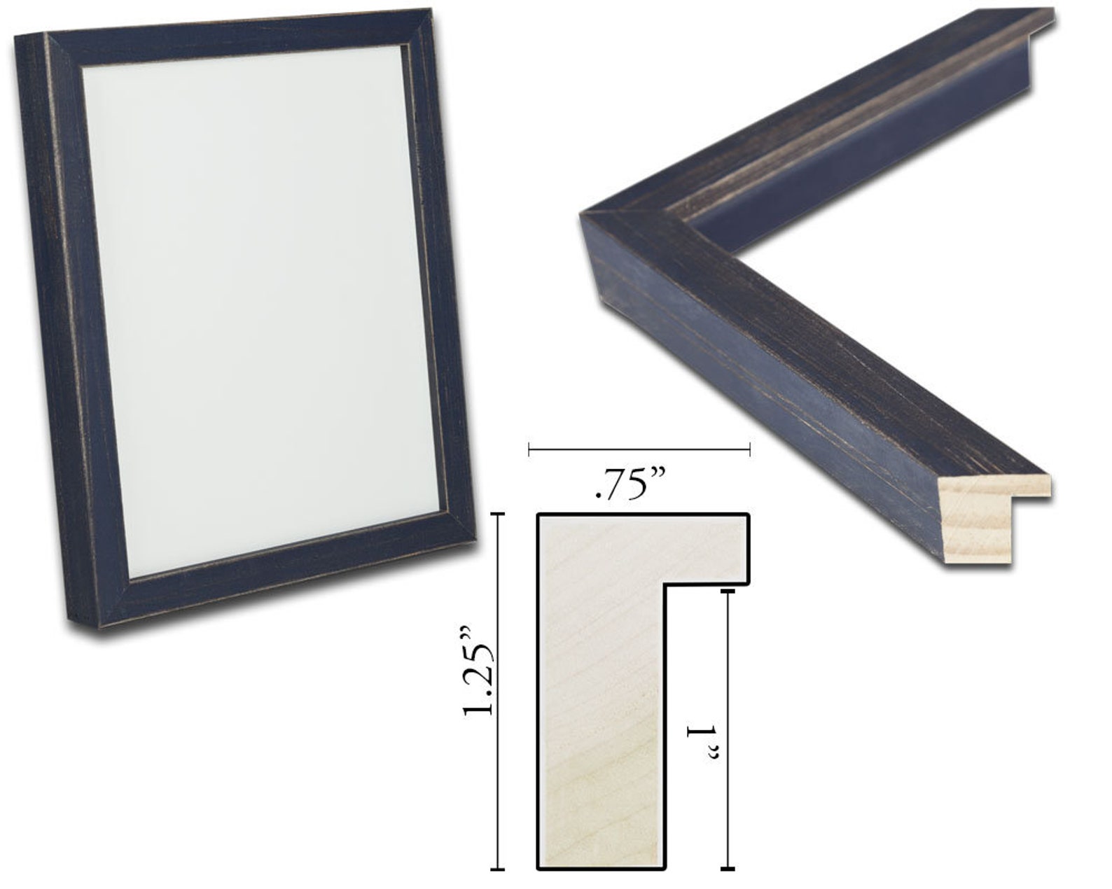 Navy Blue Rustic Picture Frame Barn Wood Frame Custom - Etsy