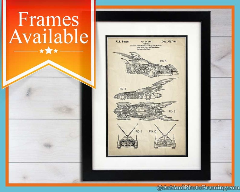 Batman Batmobile Poster Print Patent Batmobile Decor Print | Etsy