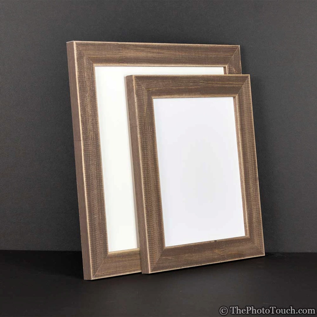 Rustic Brown Picture Frame - Reclaimed Distressed Barn Wood - All Wood ...