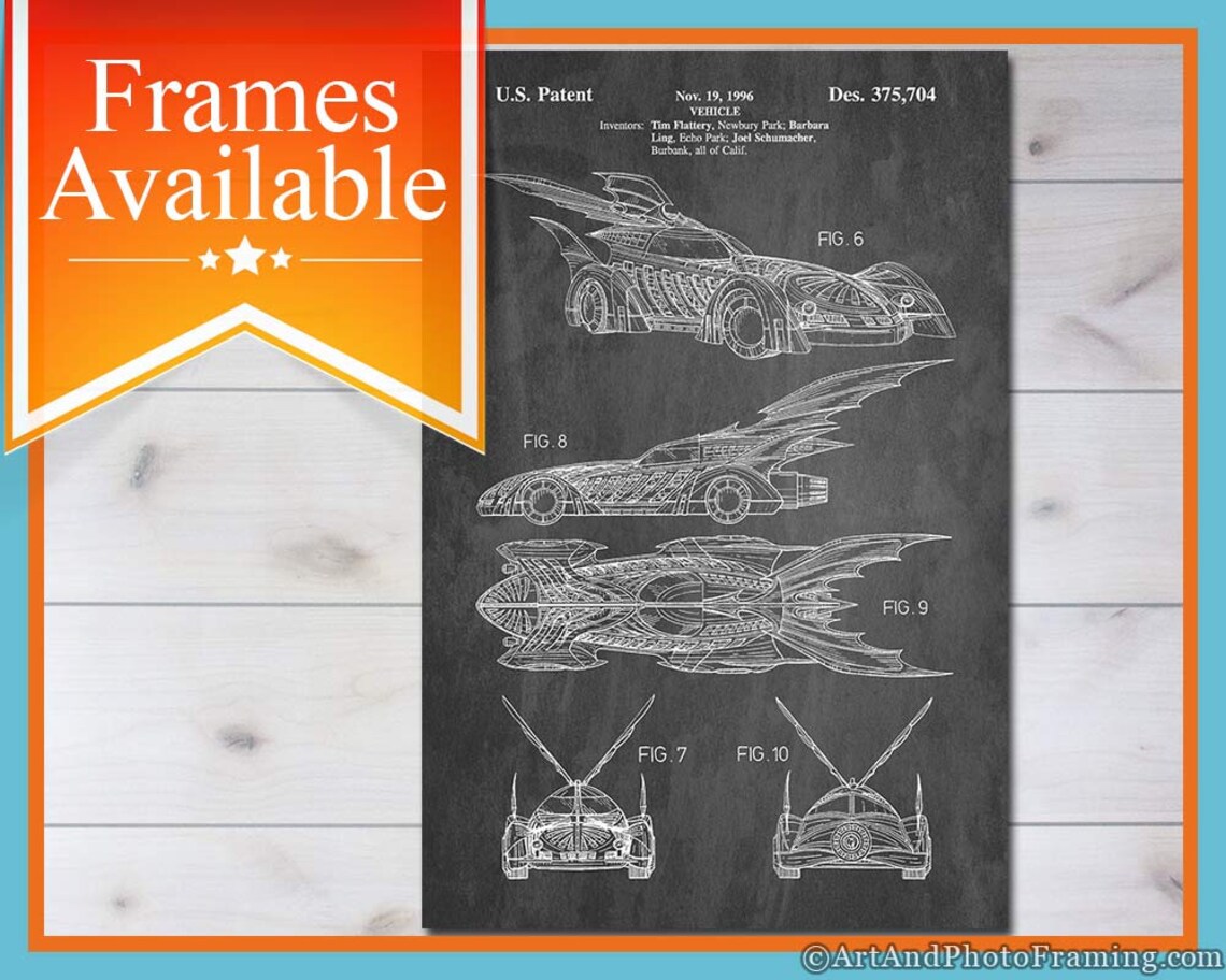 Batman Batmobile Poster Print Patent Batmobile Decor Print | Etsy