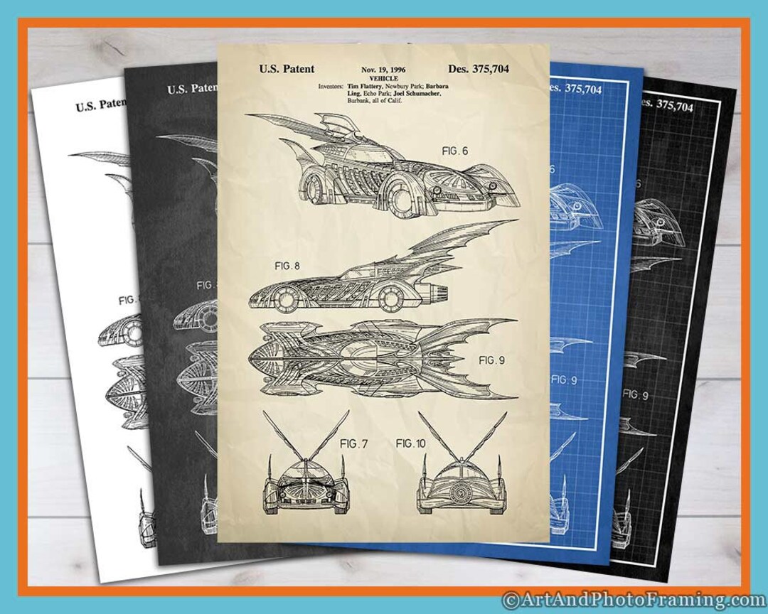 Batman Batmobile Poster Print Patent Batmobile Decor Print Batman Car ...