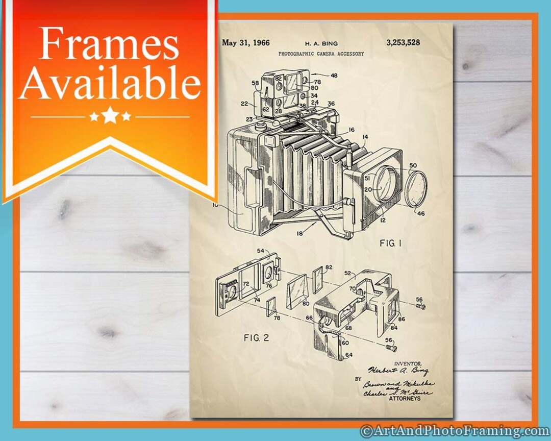 Camera Poster Print Patent Photography Decor Camera Art Photographer ...