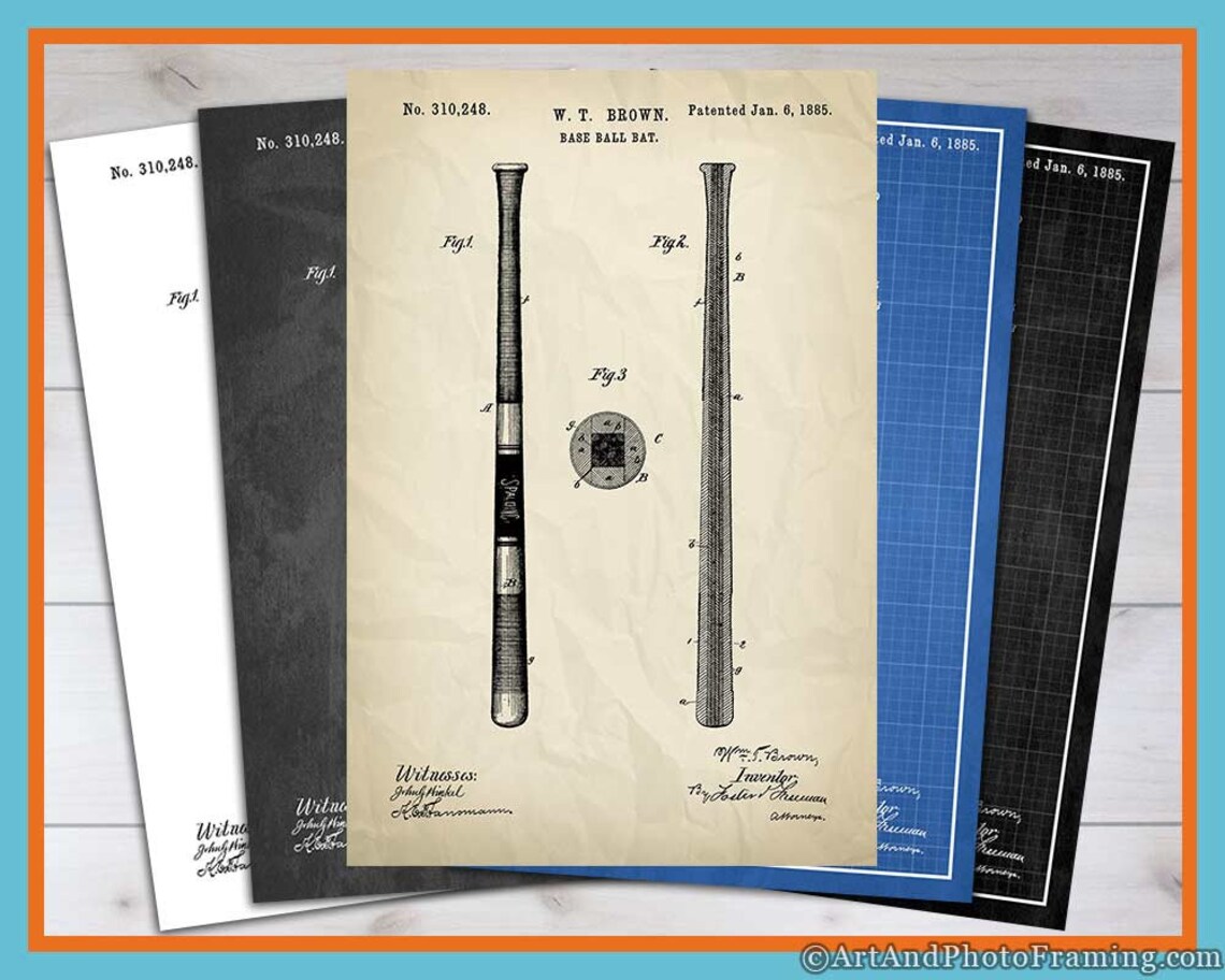 Baseball Bat Patent Poster Print Sports Room Decor Baseball | Etsy