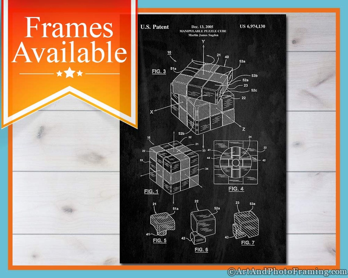 Rubik's Cube Patent Print Blueprint Poster Rubik's | Etsy