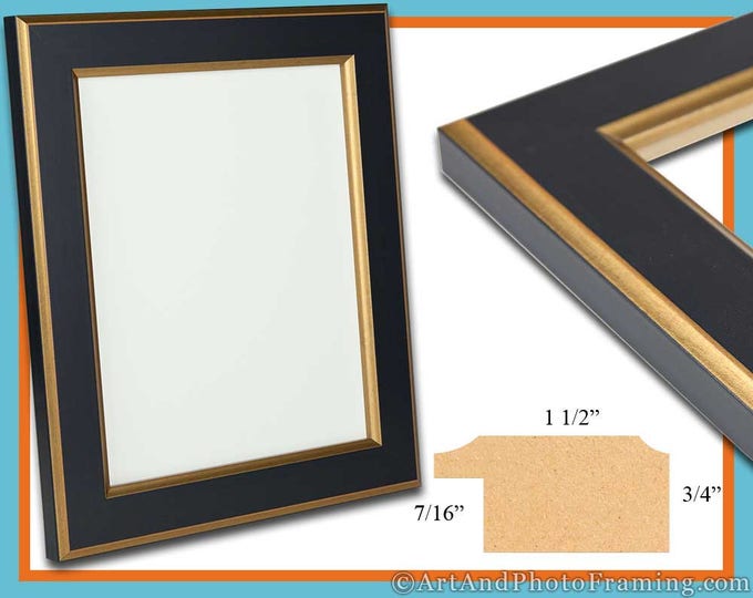 Beautiful Victorian, Art or Picture Wood Frame. Gold and Black Velvet ...