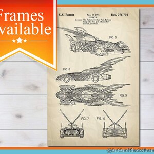 Batman Batmobile Poster Print Patent Batmobile Decor Print Batman Car ...