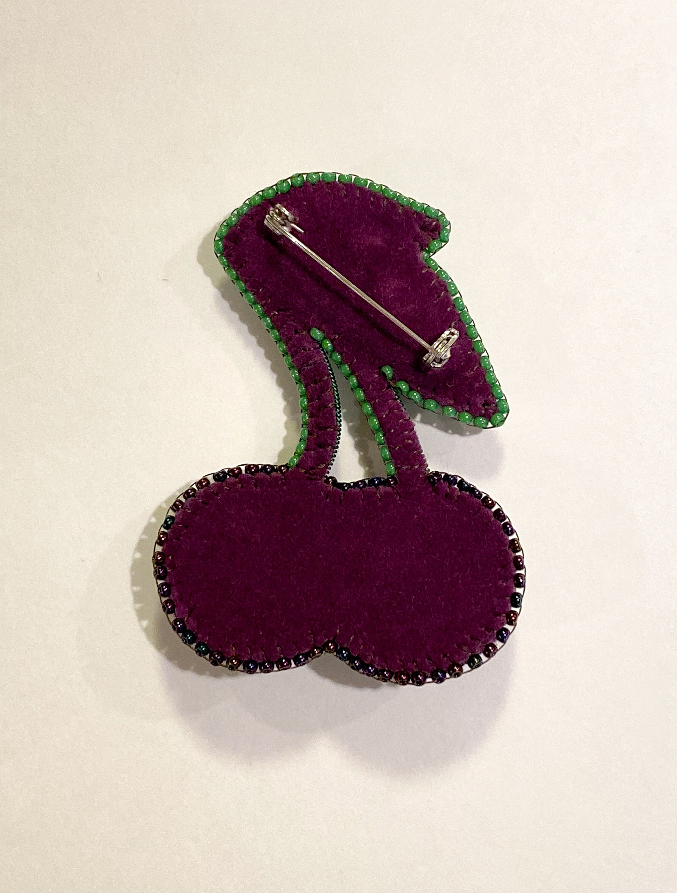 CHERRY BROOCH Purple Cherry Pin Handmade Beaded Brooch - Etsy