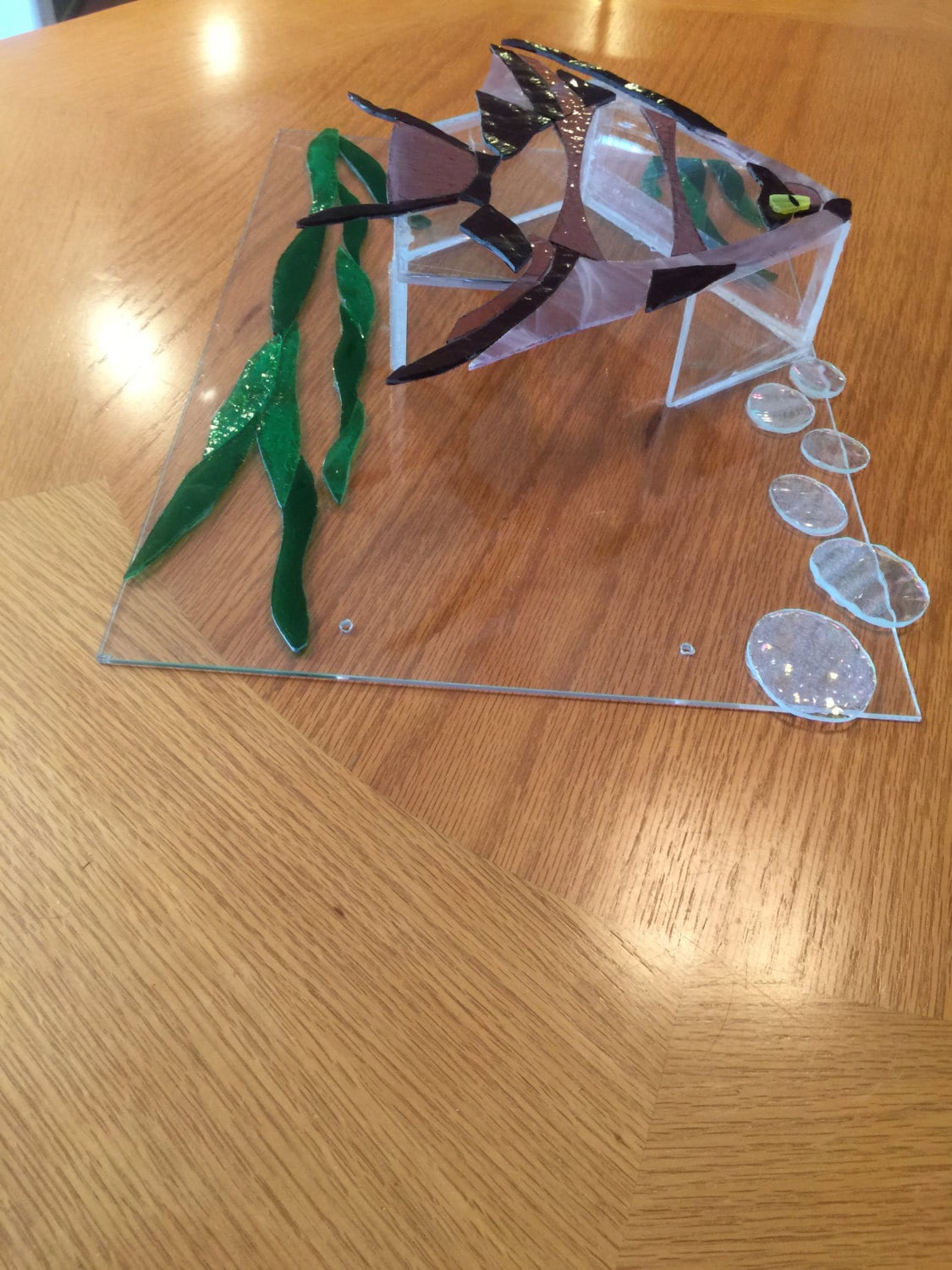 Handmade Angelfish Art Stained Glass Mosaic Fish Tank Wall Mount Betta ...