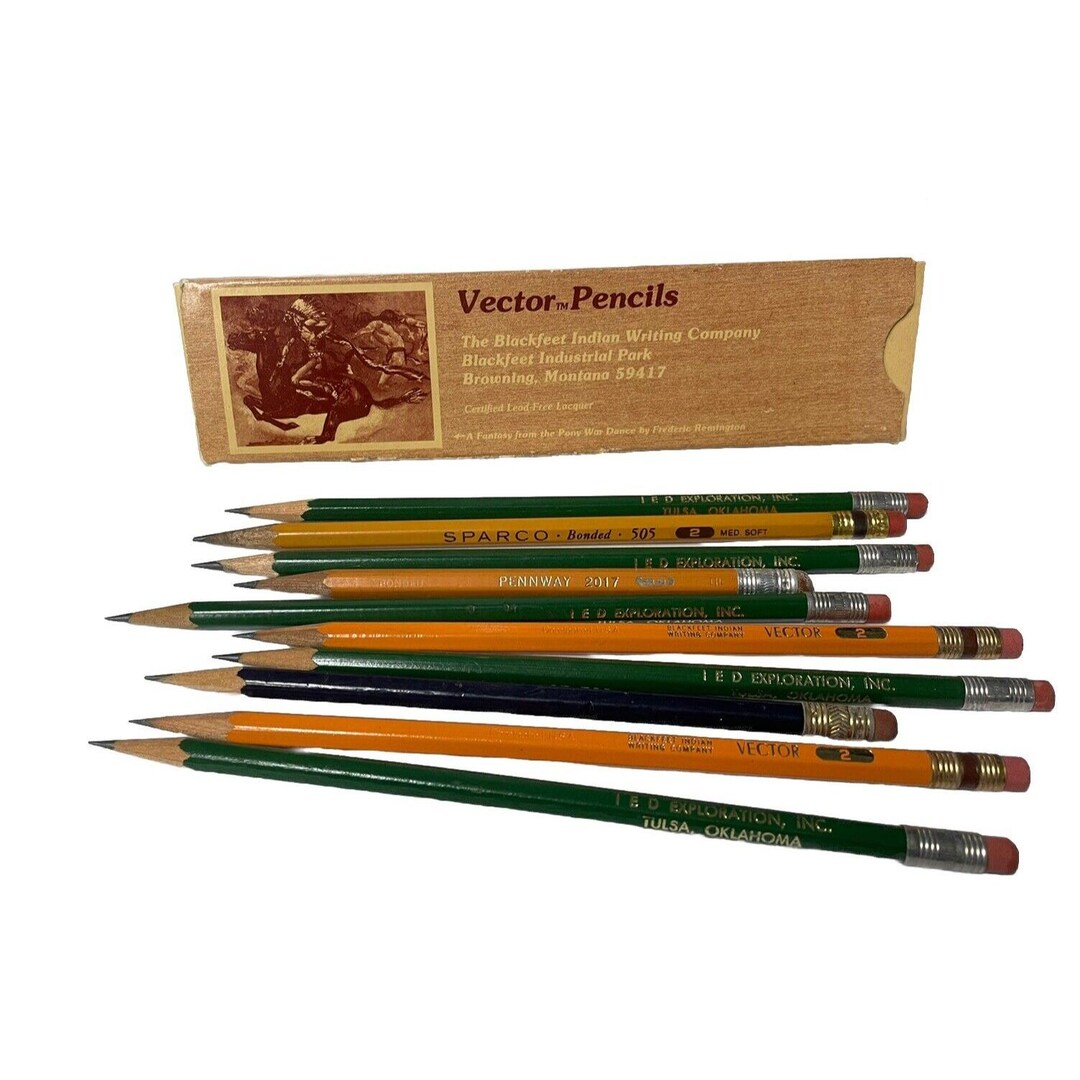 VTG Blackfeet Indian Vector Pencil Box With 10 Random Pencils ...
