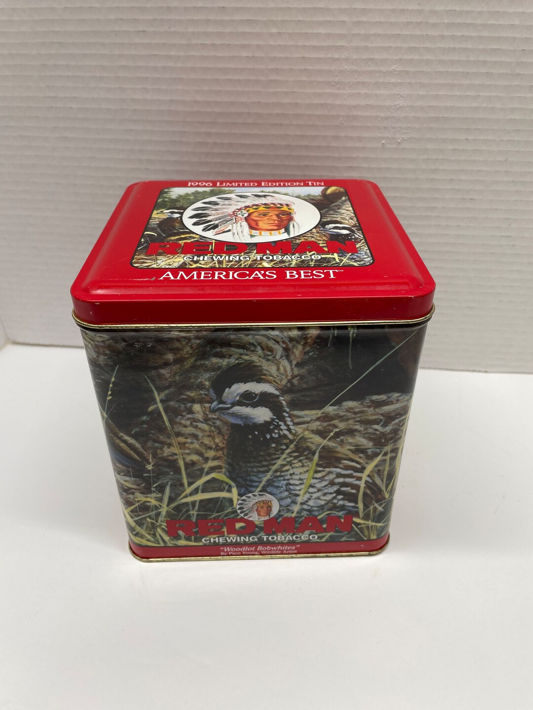 Vintage 1996 Redman Tobacco Tin. Featuring Bob White Quail Nature Scene ...