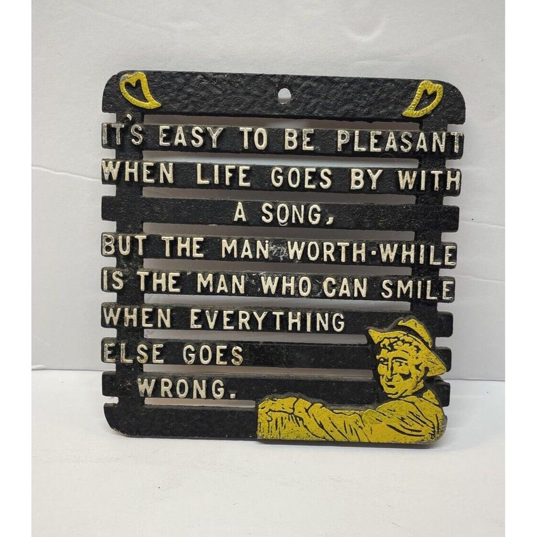 Vintage Metal Trivets With Funny Sayings. Black and Yellow Made in USA ...